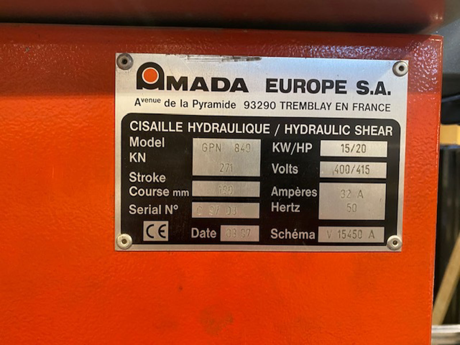 AMADA PROMECAM GPN 840 Hydraulic shear (1997) id11113 - Vanto